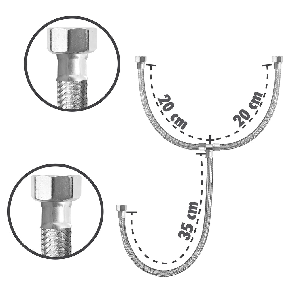 Conector Flexible Tipo Yee | Lavabo y Fregadero | 1/2" FIP X 1/2" FIP ...